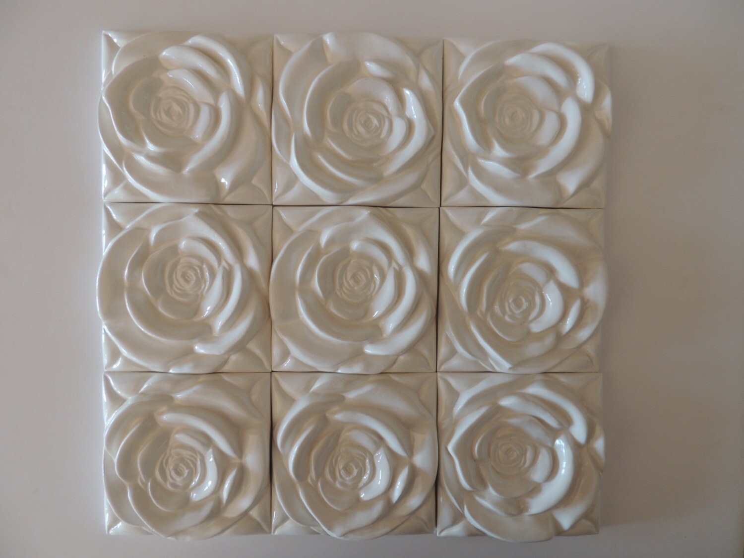 White Rose White Rose Tile Wall Decor - Etsy