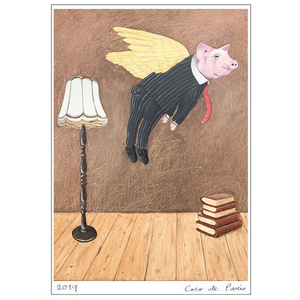 Flying Pig Print - Etsy