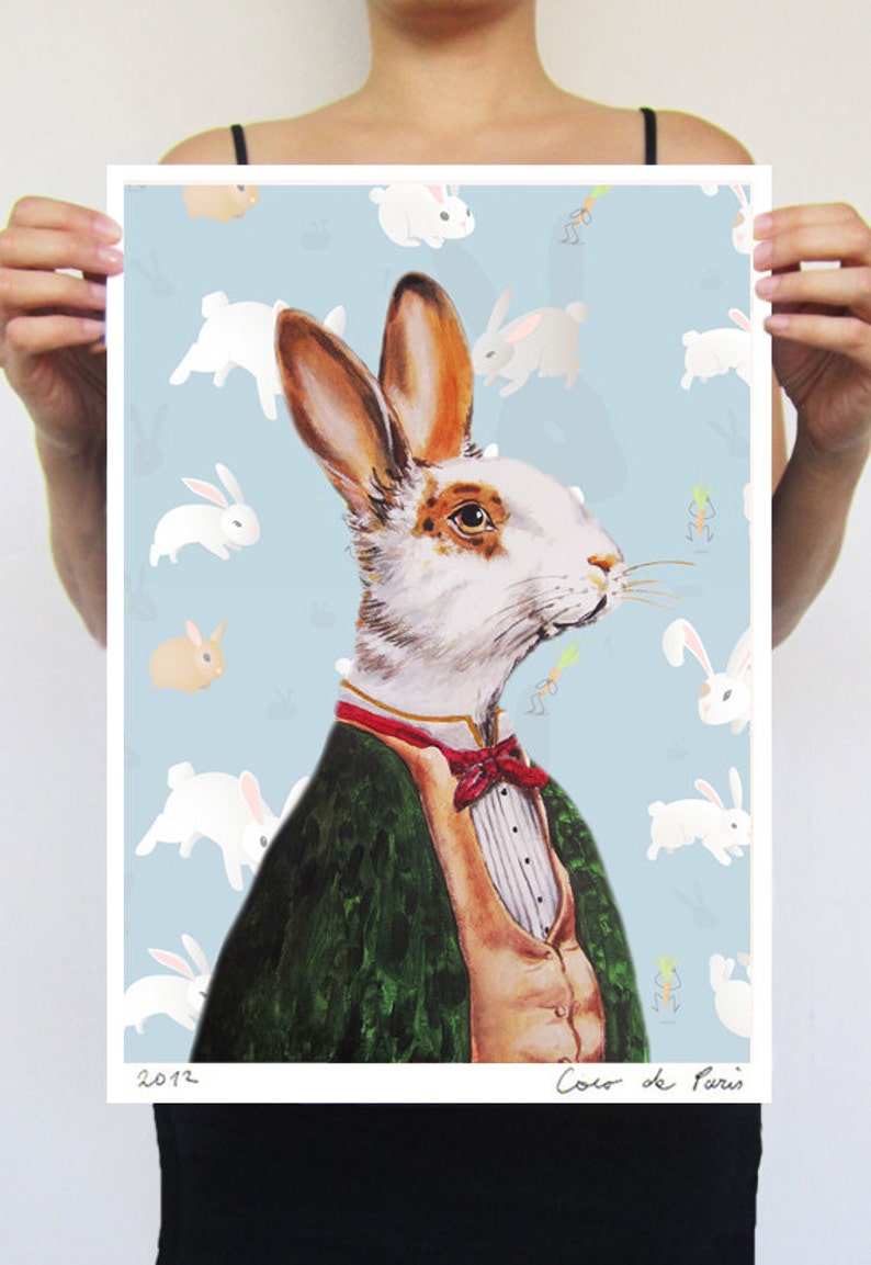 Rabbit Print Rabbit Art Print Rabbit Bunny Print Rabbit - Etsy