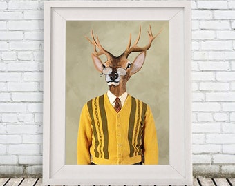 Hip Hop Deer, Deer Print, Antler, Stag, Deer Art, Deer Art Print, Deer ...