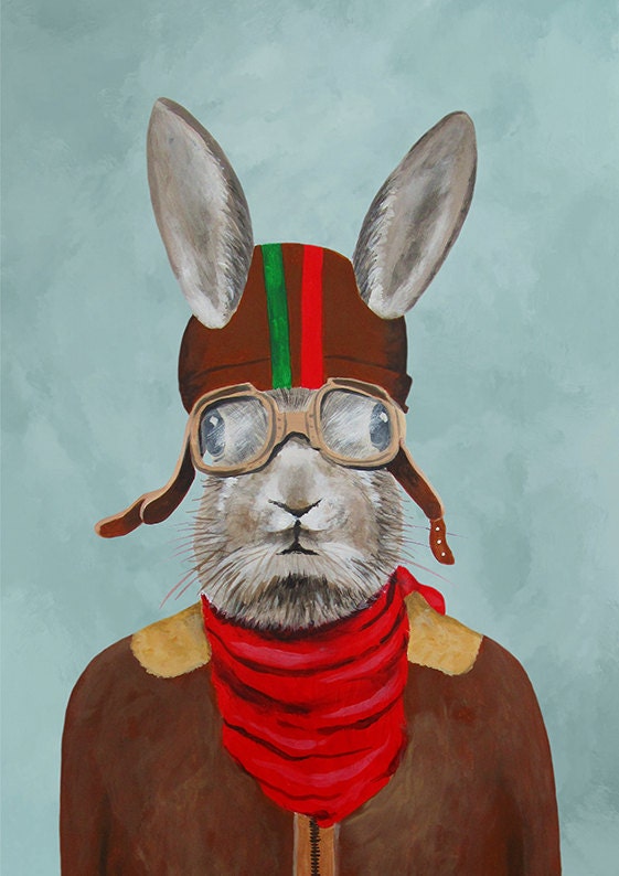 Rabbit Art Print Portrait Painting Giclee Print Bunny Print | Etsy