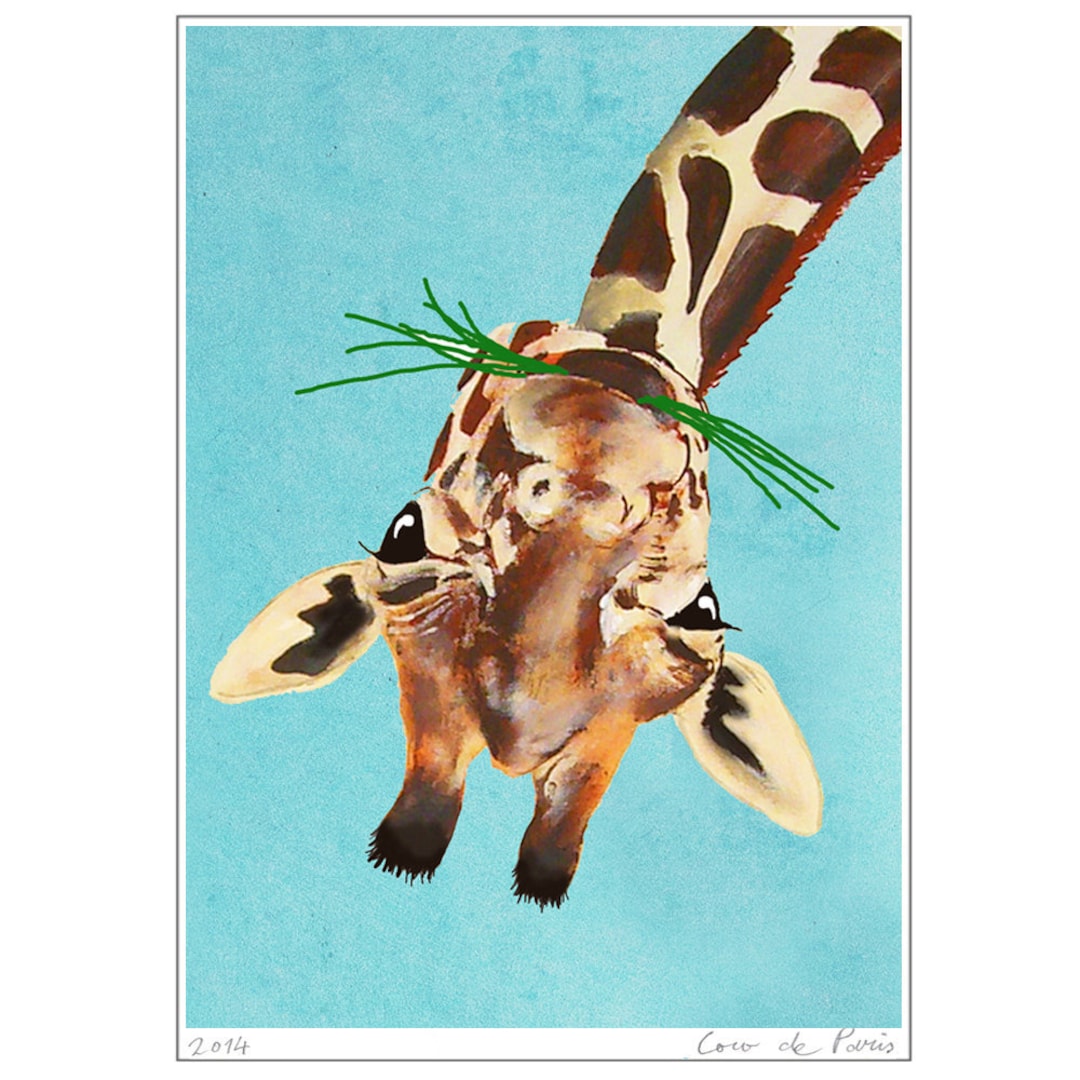 Animal Painting Portrait Painting Giclee Print Acrylic Painting Illustration Print Wall Art Wall Decor Wall Hanging Giraffe Upside Down Etsy