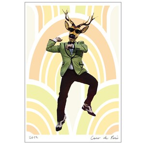 Hip Hop Deer, Deer Print, Antler, Stag, Deer Art, Deer Art Print, Deer ...