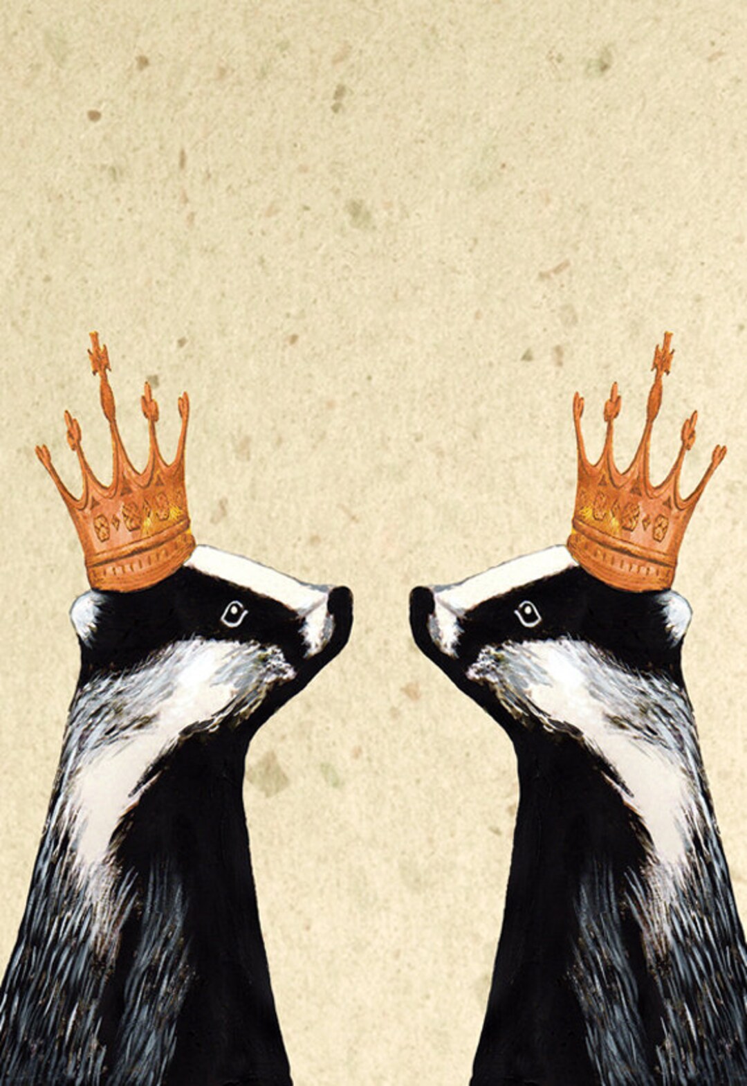 Royal Badgers, Art Print Acrylic Painting Giclee Mixed Media Wall Decor ...