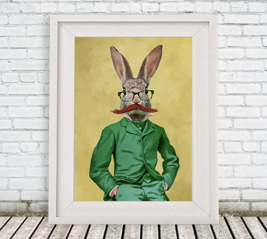 Vintage Rabbit Print, Bunny Print, Rabbit Art Print, Mister Rabbit ...