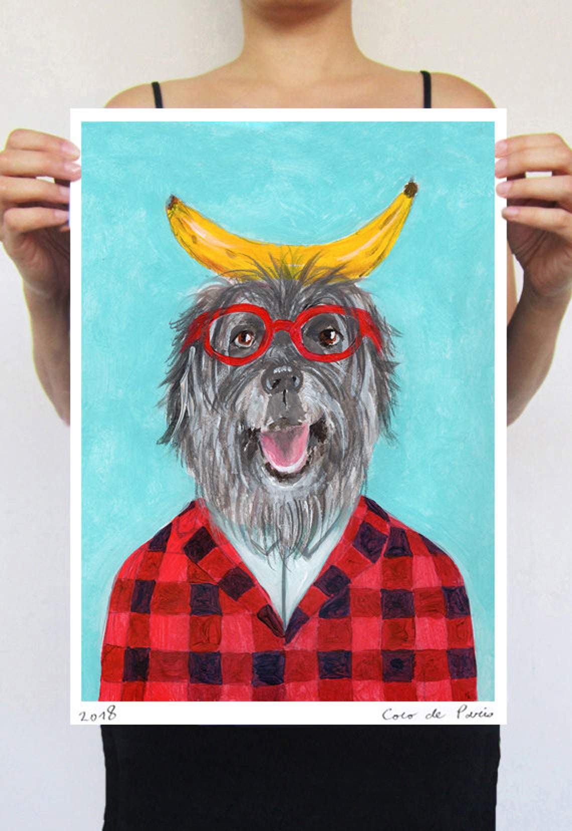 Sheperd with banana Sheperd poster Sheperd art preppy art | Etsy