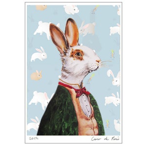 Rabbit Print, Rabbit Art Print, Rabbit Bunny Print, Rabbit Art, Bunny ...