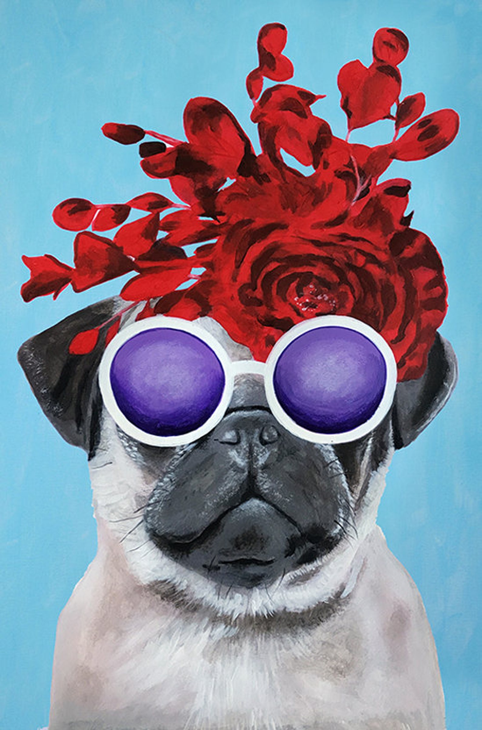 Pug Print Pug Illustration Art Poster Acrylic Painting Kids - Etsy
