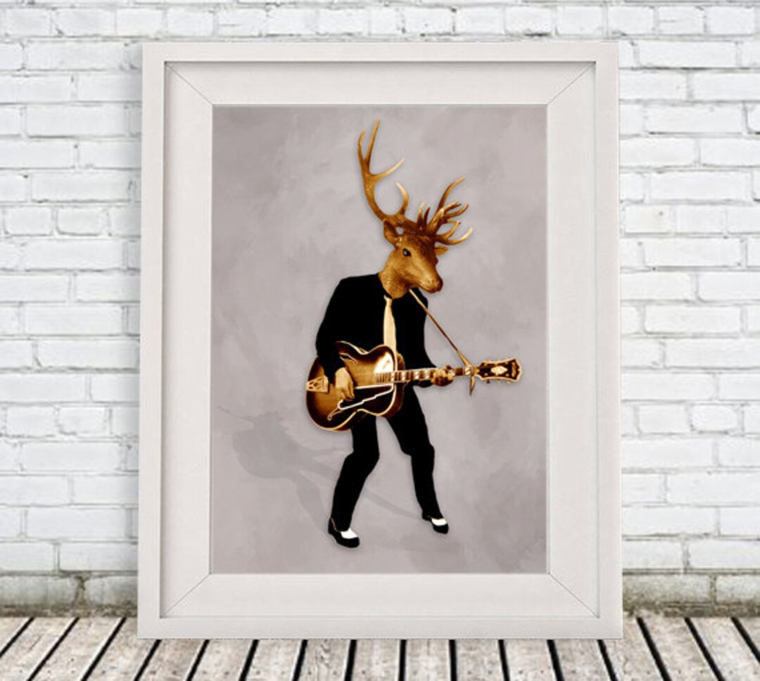 Rocker Deer Print, Antler, Stag, Deer Art, Deer Art Print, Deer Artwork ...