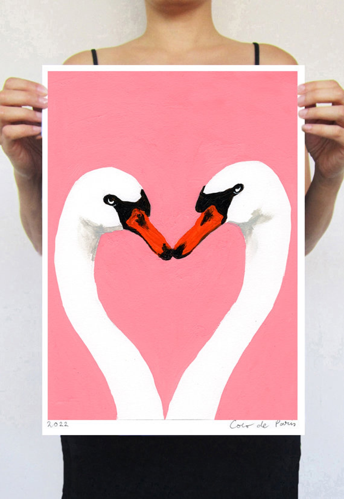 Swan Love Original Art Print by Coco De Paris Valentines - Etsy