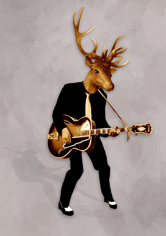 Rocker Deer Print Antler Stag Deer Art Deer Art Print | Etsy