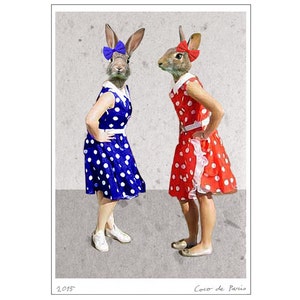 Rock & Roll Rabbits Dancing Art Print Painting Drawing - Etsy