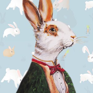 Rabbit Print, Rabbit Art Print, Rabbit Bunny Print, Rabbit Art, Bunny ...