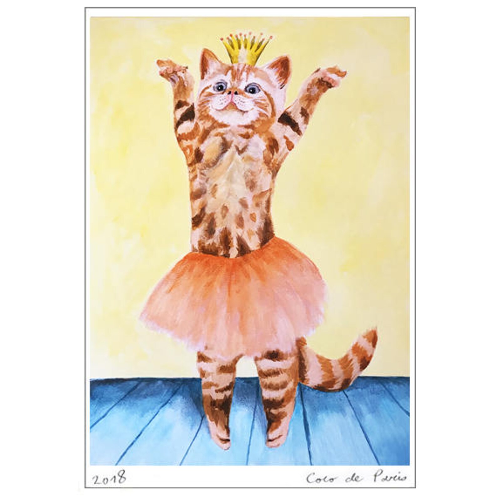 Cat Print Cat Illustration Kitty Dance Kitty Print Art | Etsy