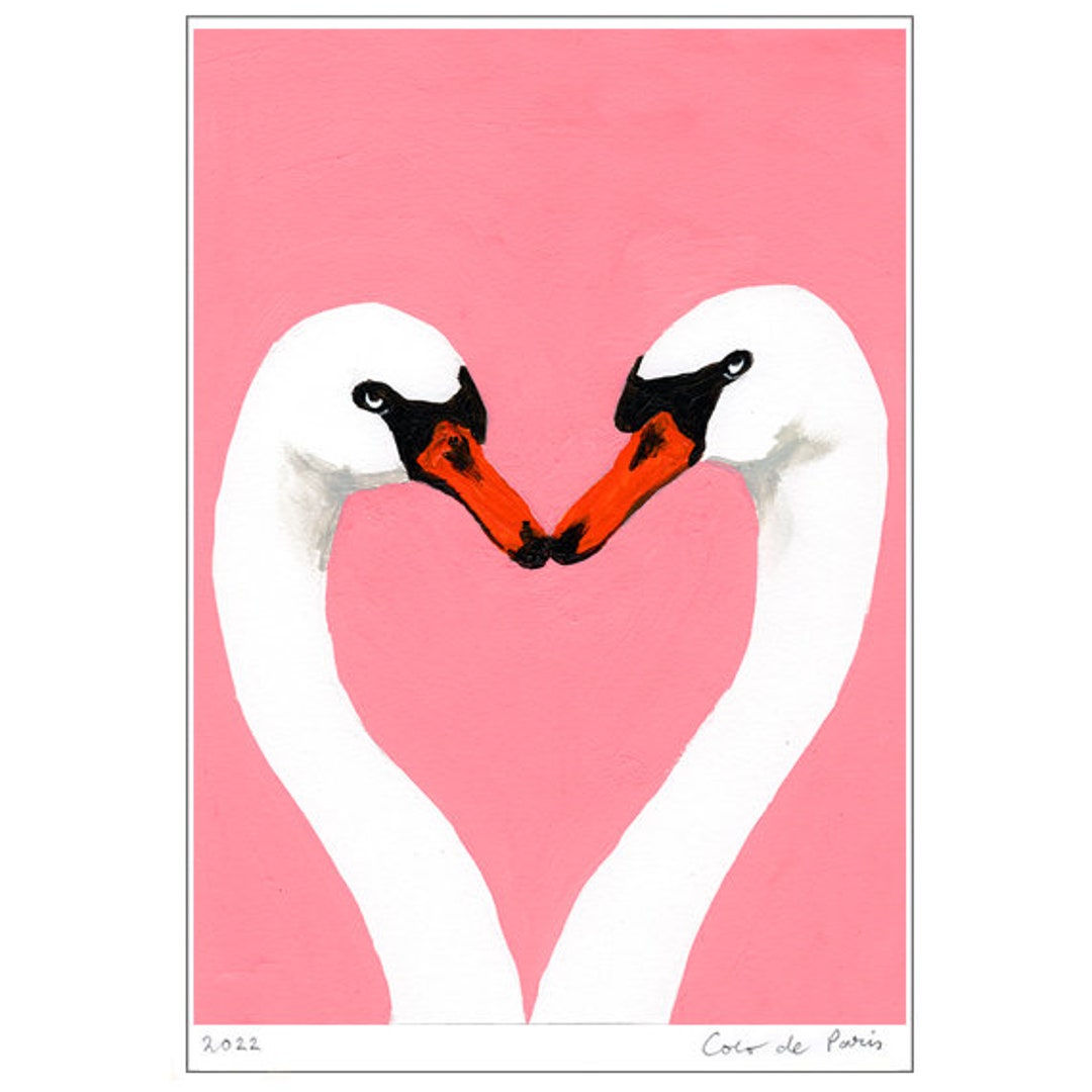 Swan Love, Original Art Print by Coco De Paris, Valentines Gift - Etsy