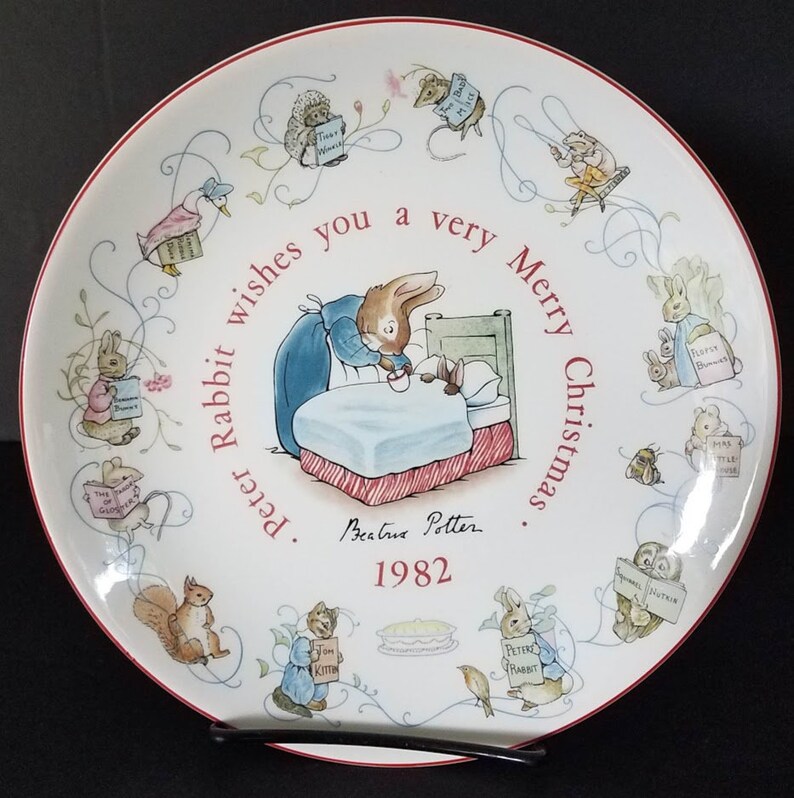 1982 Wedgwood Peter Rabbit Wishes You a Very Merry Christmas Beatrix ...
