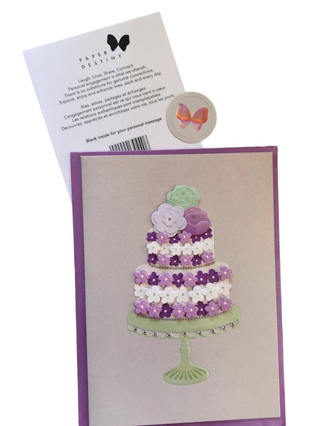Paper Destiny - Blank Card - Floral Cake on Stand - Etsy
