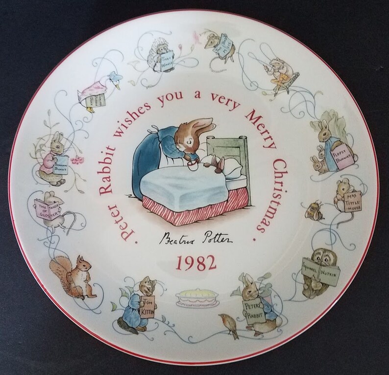 1982 Wedgwood Peter Rabbit Wishes You a Very Merry Christmas Beatrix ...