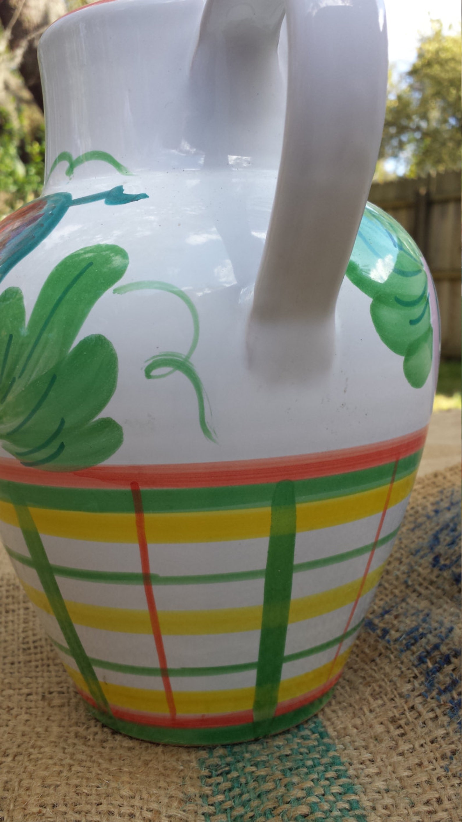 Italian Hand Painted Pitcher - Yellow, Green and Orange - Etsy