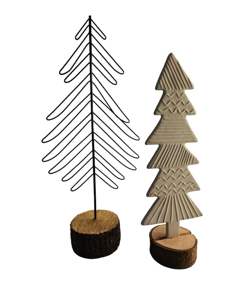 Pair of Trees on Wooden Stands 1 Wire 1 Ceramic - Etsy