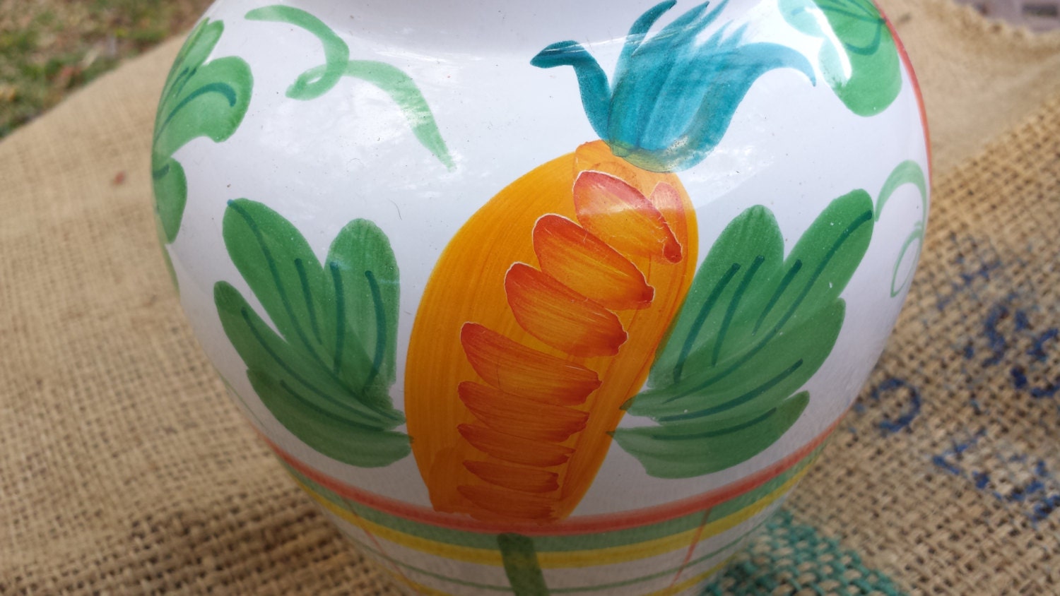 Italian Hand Painted Pitcher - Yellow, Green and Orange - Etsy