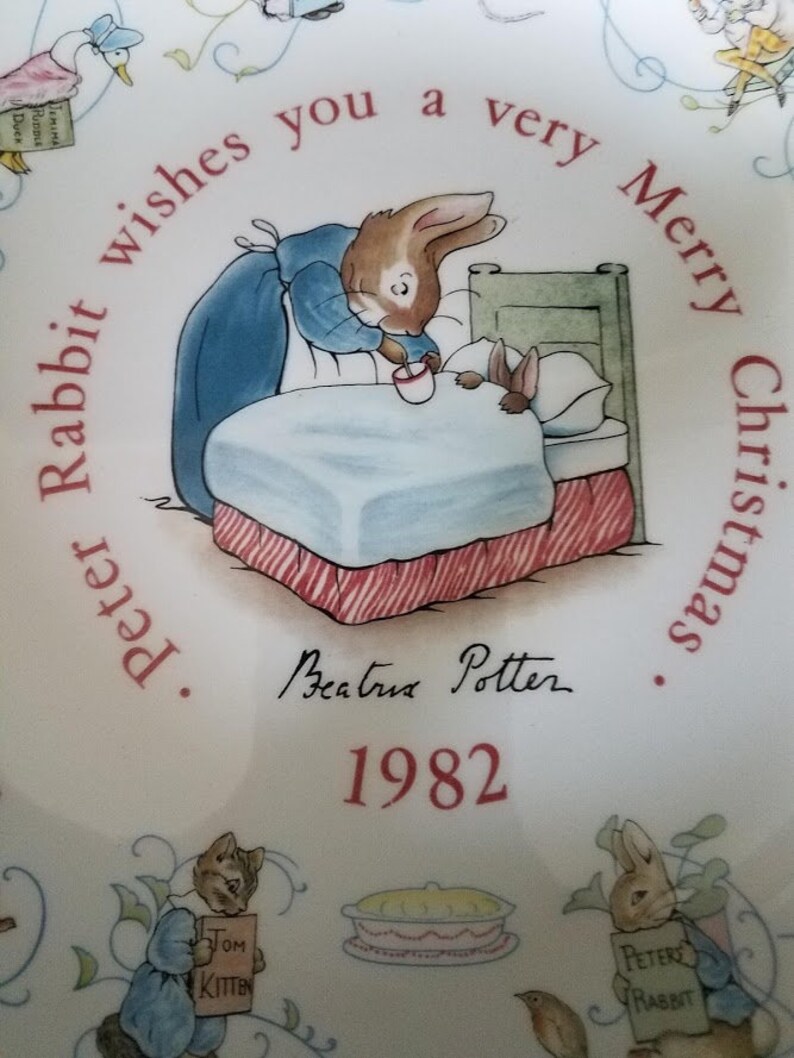 1982 Wedgwood Peter Rabbit Wishes You a Very Merry Christmas Beatrix ...