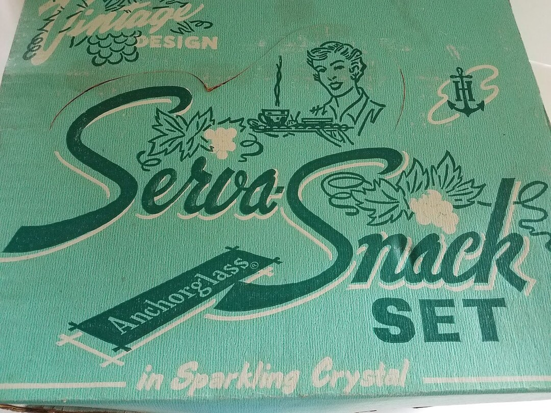 Vintage Anchorglass Serva-snack Set in Crystal Glass - Etsy