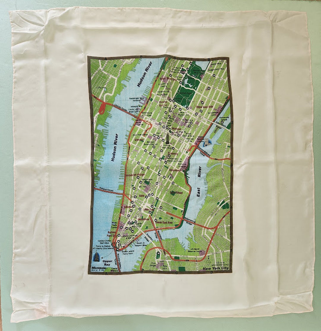 Vintage Silk Scarf of Manhattan Map - Etsy