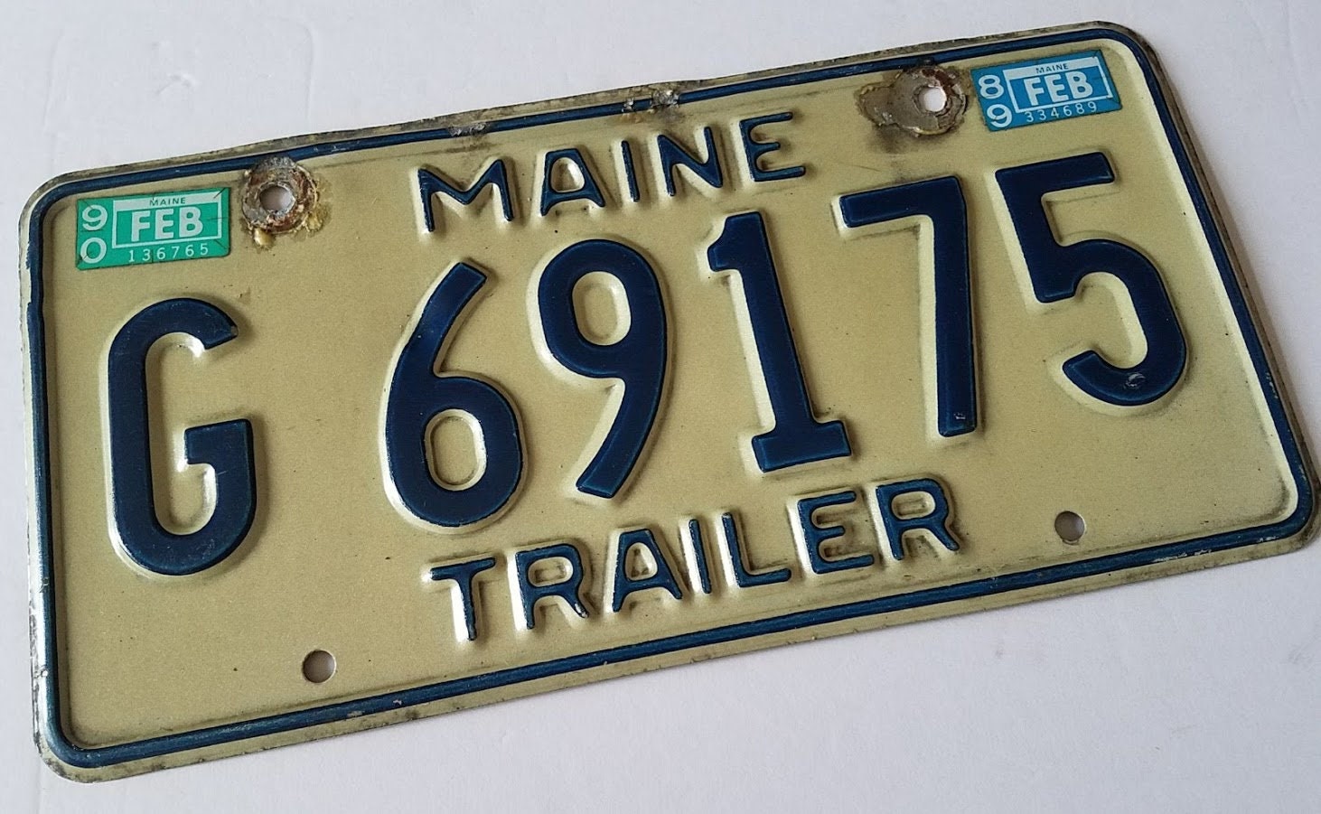 State of Maine Trailer License Plate White with Blue Lettering | Etsy