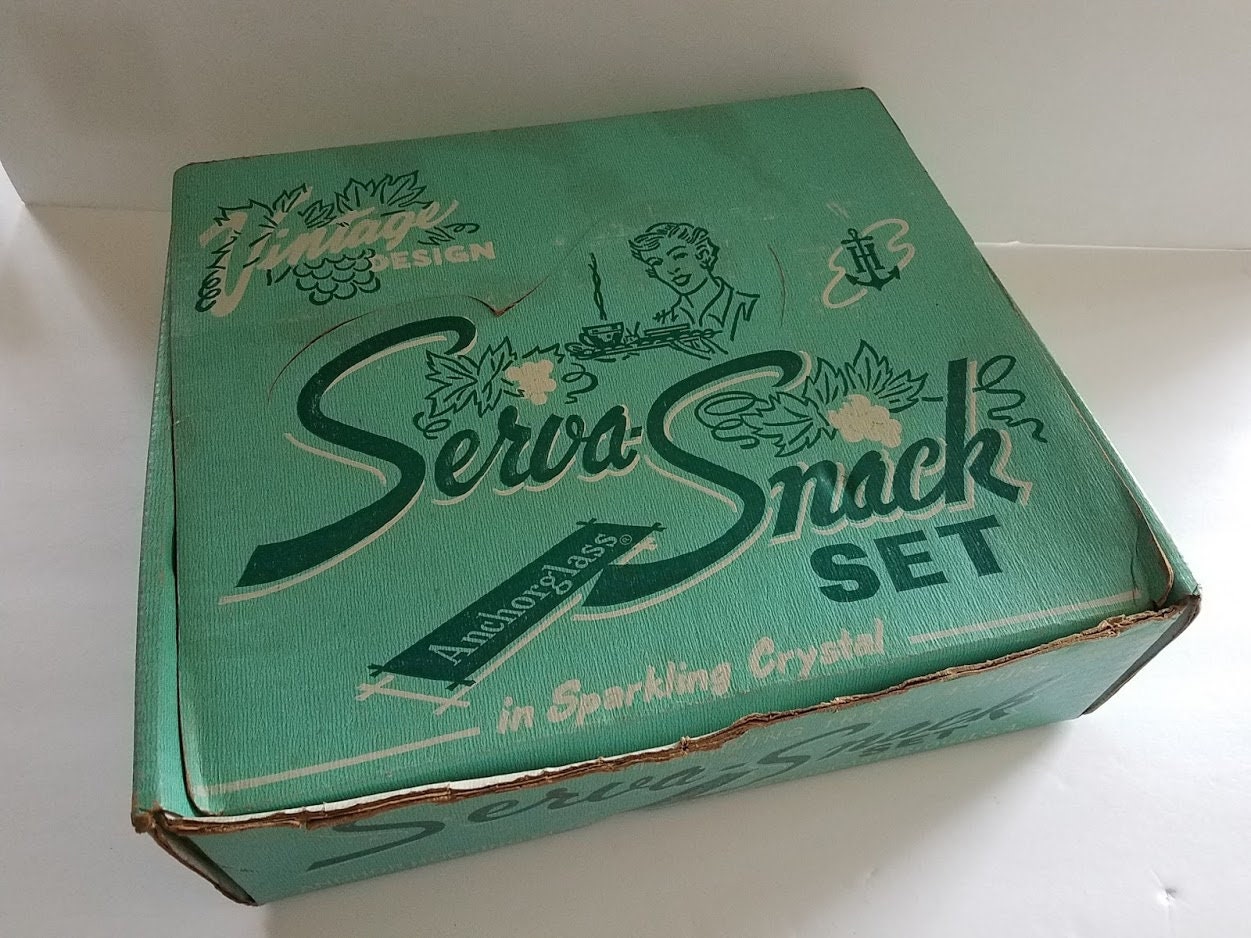 Vintage Anchorglass Serva-snack Set in Crystal Glass - Etsy