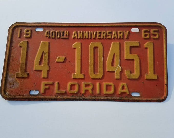 1965 Florida License Plate 400th Anniversary License Plate Marion ...