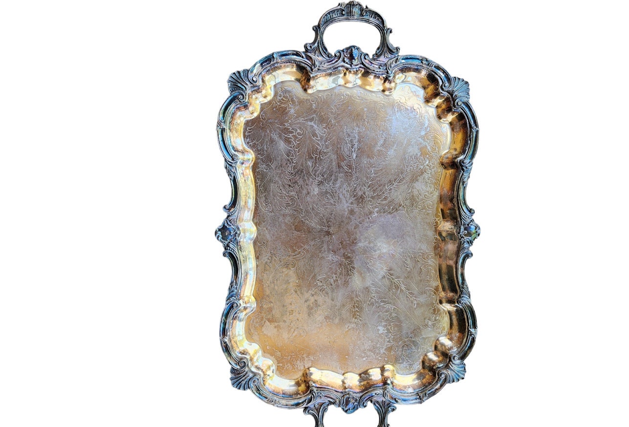 Heavy Silver Plated Serving Tray - Etsy