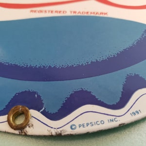 Vintage 1991 Pepsi Round Metal Sign - Etsy