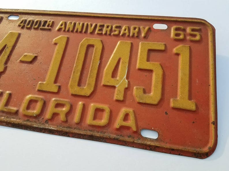 1965 Florida License Plate 400th Anniversary License plate | Etsy