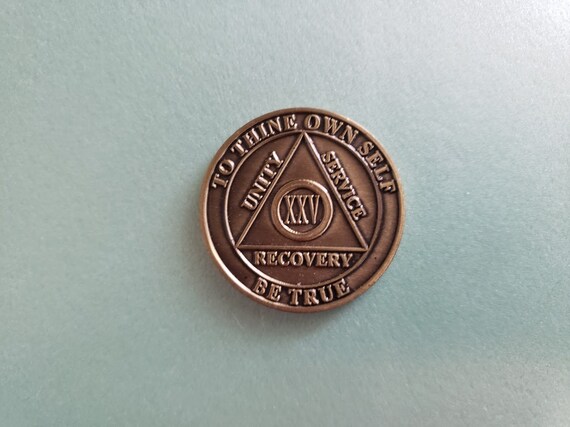 Traditional Vintage AA 25 Years of Sobriety Metal Chip With - Etsy