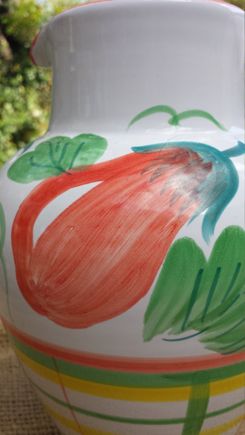Italian Hand Painted Pitcher - Yellow, Green and Orange - Etsy