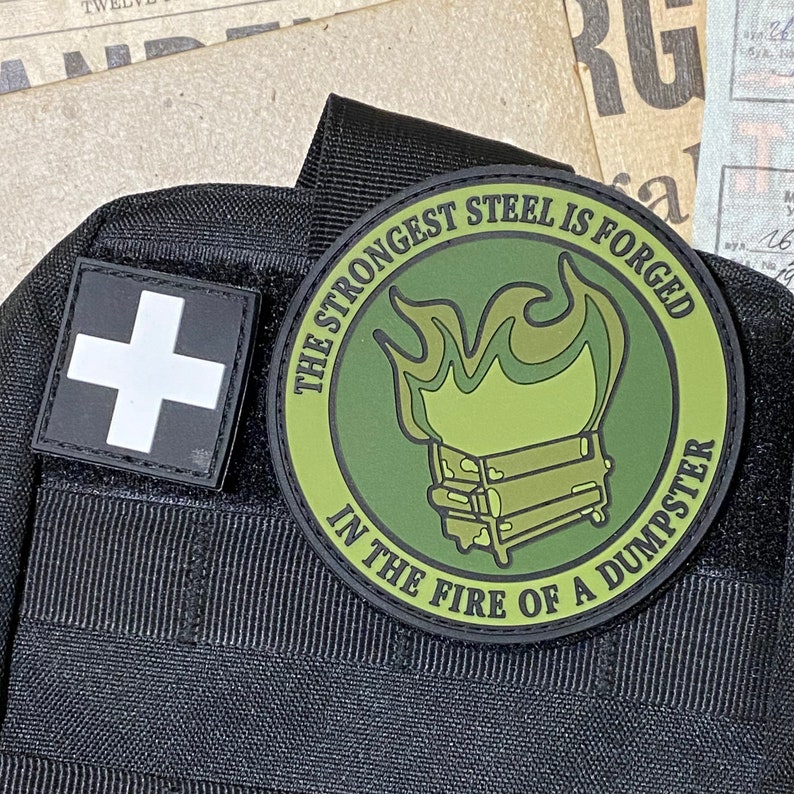 Dumpster Fire Morale Patch | Green | PVC Hook and Loop Patch - Etsy
