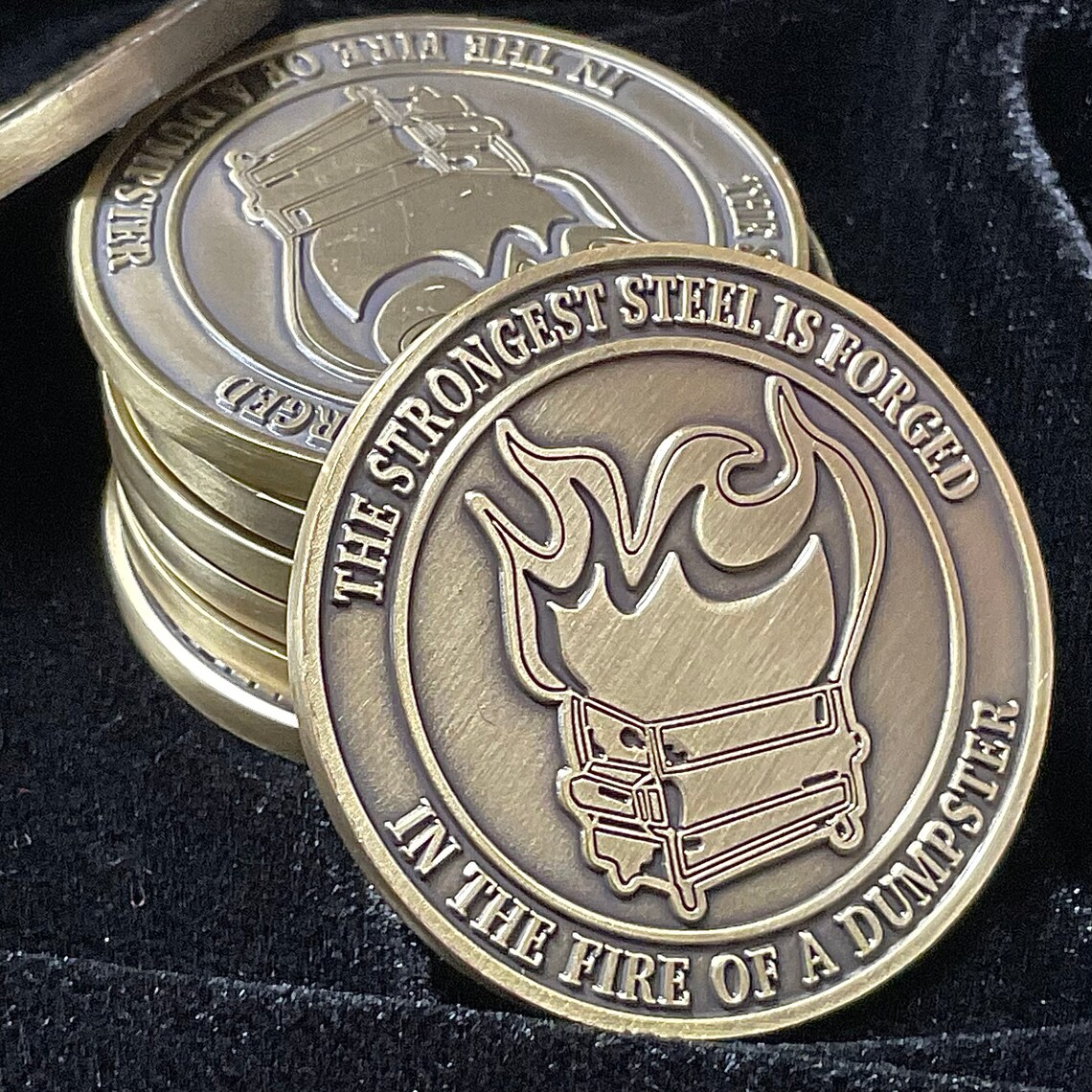 Dumpster Fire Challenge Coin Antique Bronze | Etsy