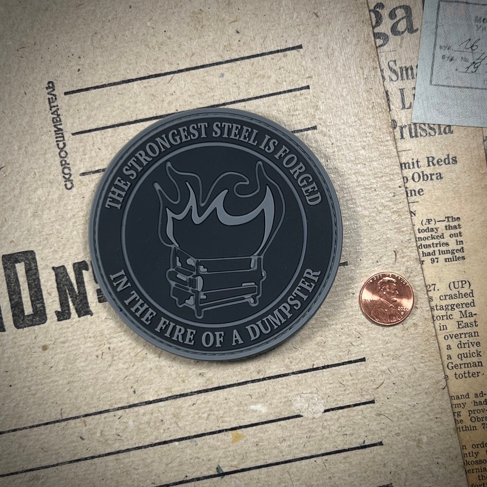 PVC Dumpster Fire Morale Patch | Dark Mode - Etsy