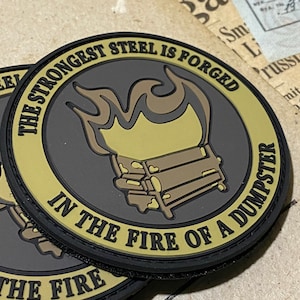 Dumpster Fire Morale Patch | Sand | PVC Hook and Loop Patch - Etsy