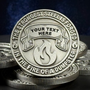 Dumpster Fire Challenge Coin | Customizable | Ft. Antique Silver ...