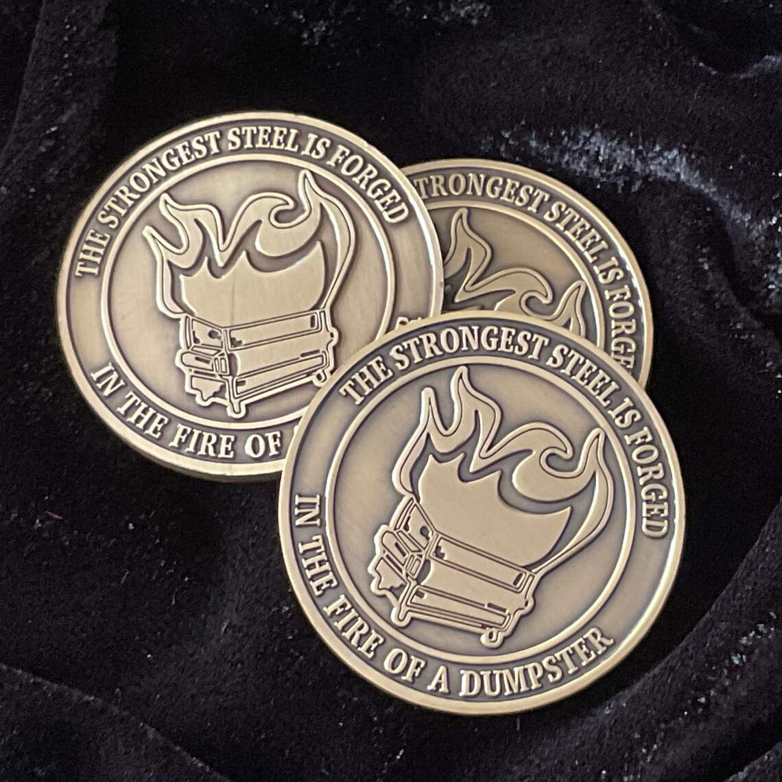 Dumpster Fire Challenge Coin Antique Bronze | Etsy