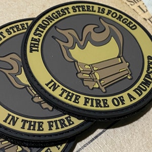 Dumpster Fire Morale Patch | Sand | PVC Hook and Loop Patch - Etsy