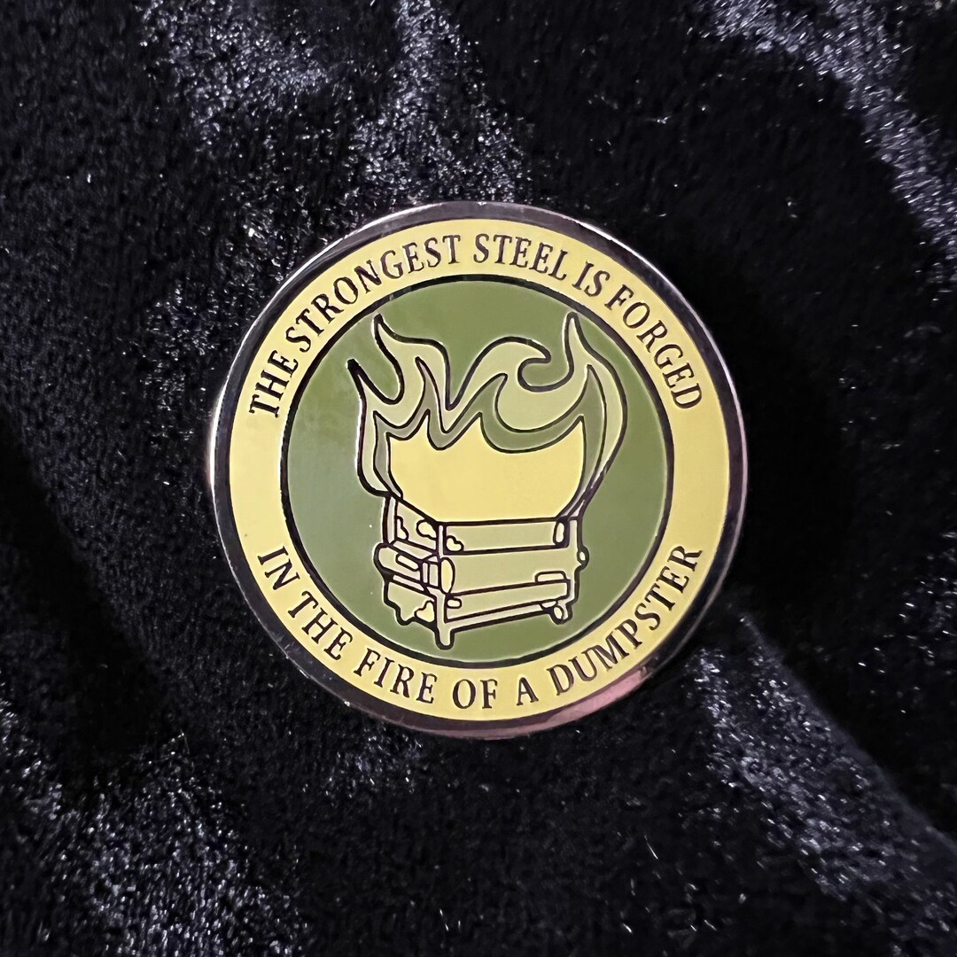 Dumpster Fire Pin | Army Green - Etsy