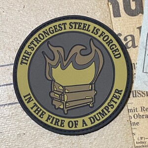 Dumpster Fire Morale Patch | Sand | PVC Hook and Loop Patch - Etsy