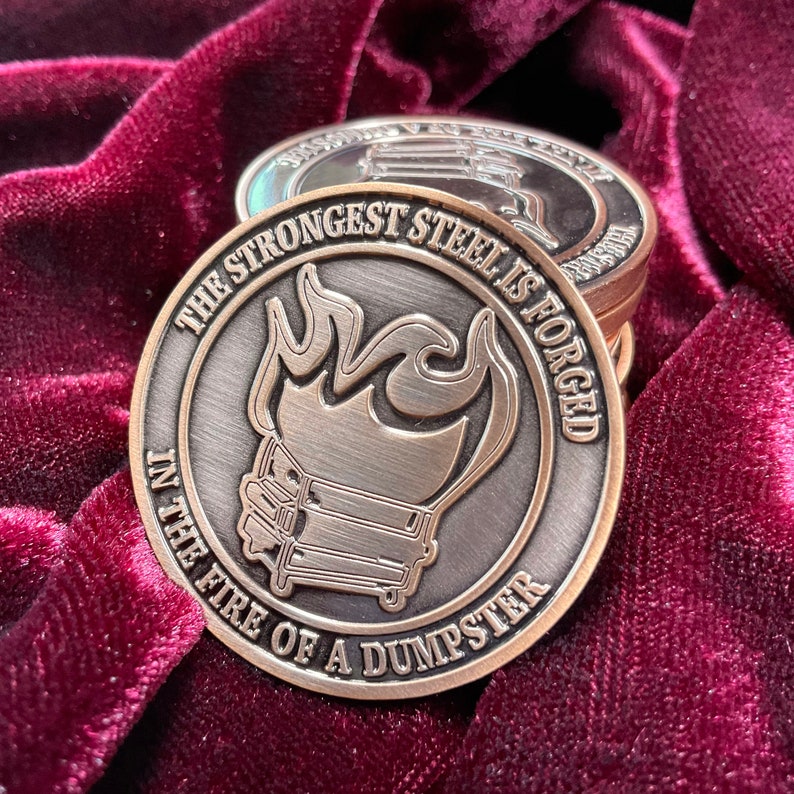 Dumpster Fire Challenge Coin Antique Copper | Etsy