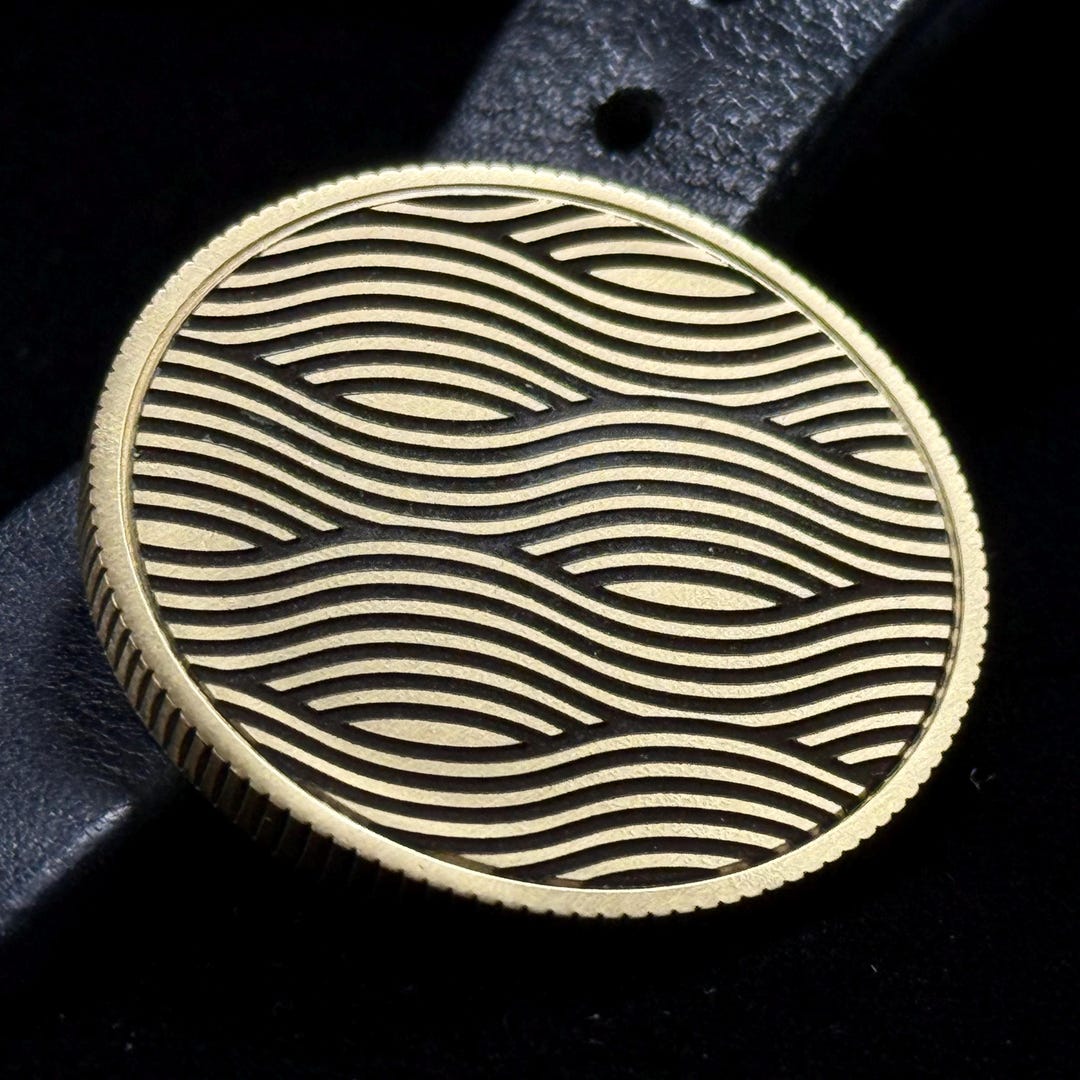 Brass Worry Coin | Japanese Wave Pattern | Laser Engraved | Deep ...