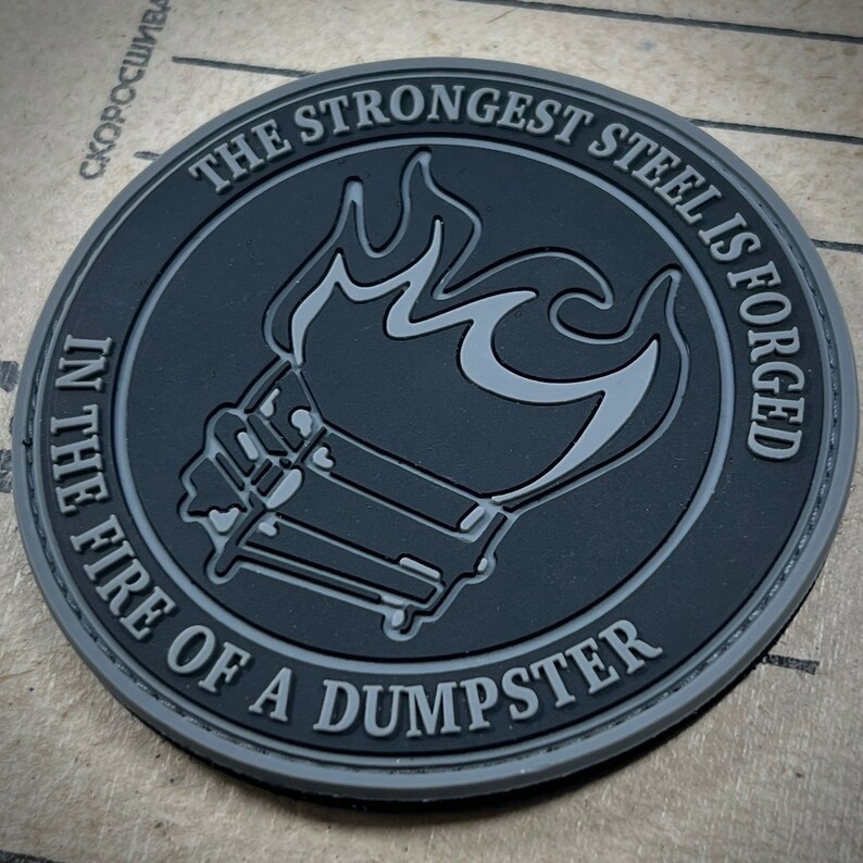 PVC Dumpster Fire Morale Patch Dark Mode - Etsy