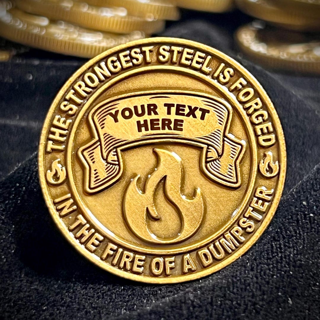 Dumpster Fire Challenge Coin | Customizable | Ft. Antique Gold ...