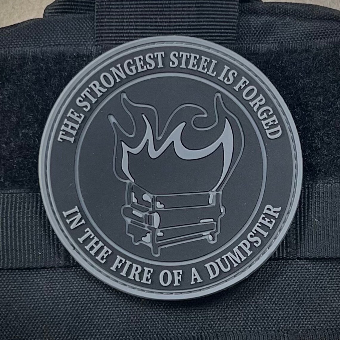 PVC Dumpster Fire Morale Patch | Dark Mode - Etsy
